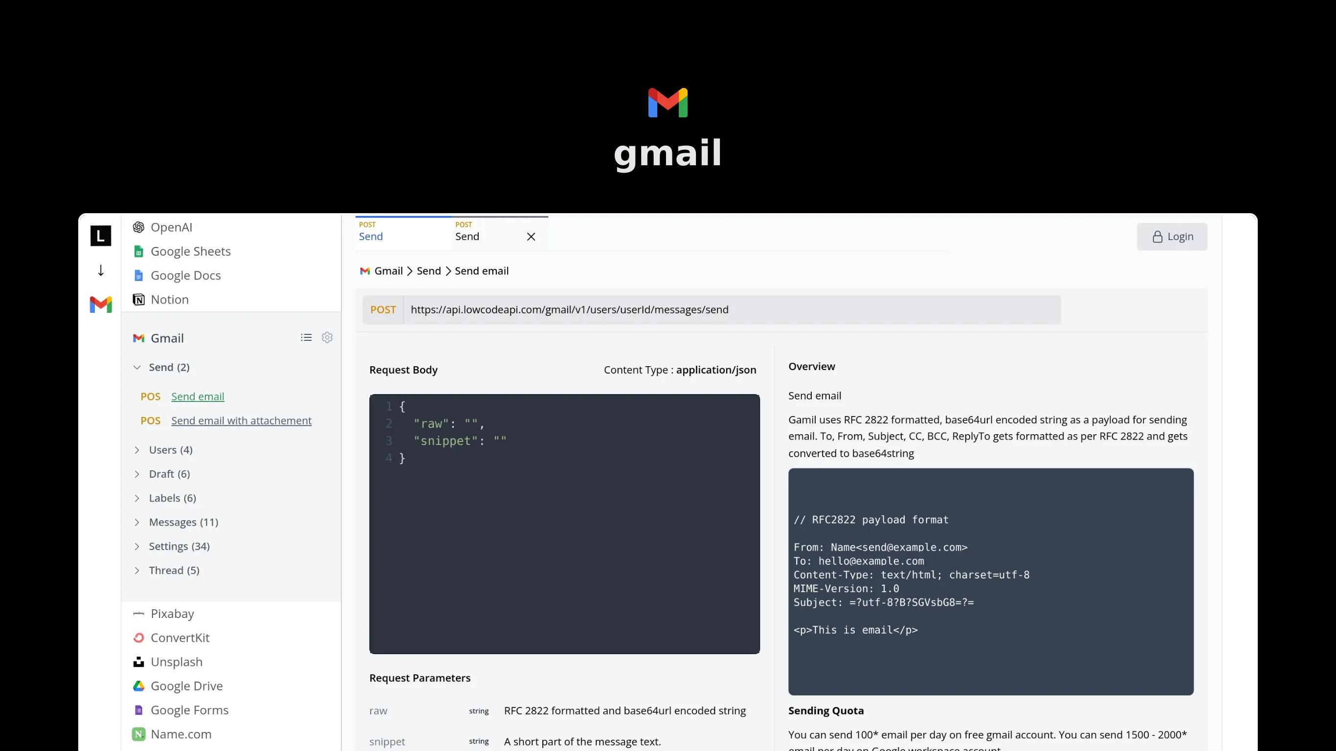 Gmail - LowCodeAPI